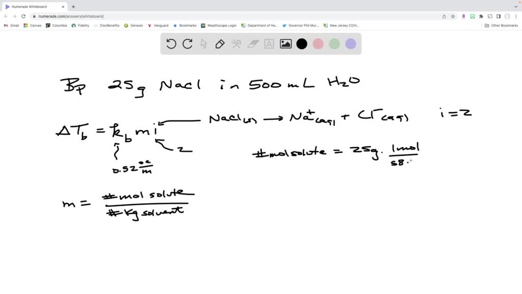 SOLVED: what is the boiling point of a solution of 25g of NaCl in 500 ...