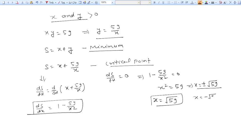 SOLVED: What two positive real numbers whose product is 59 have the smallest possible sum? The ...