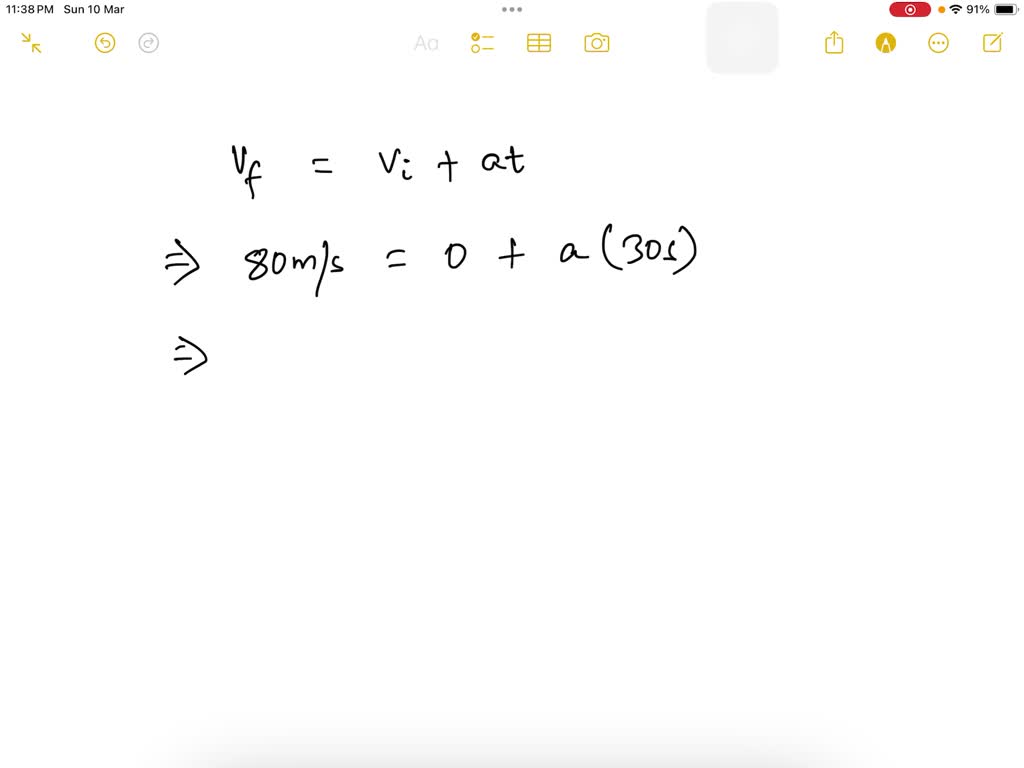 SOLVED: Suppose a plane accelerates from rest from 30 s, achieving a ...