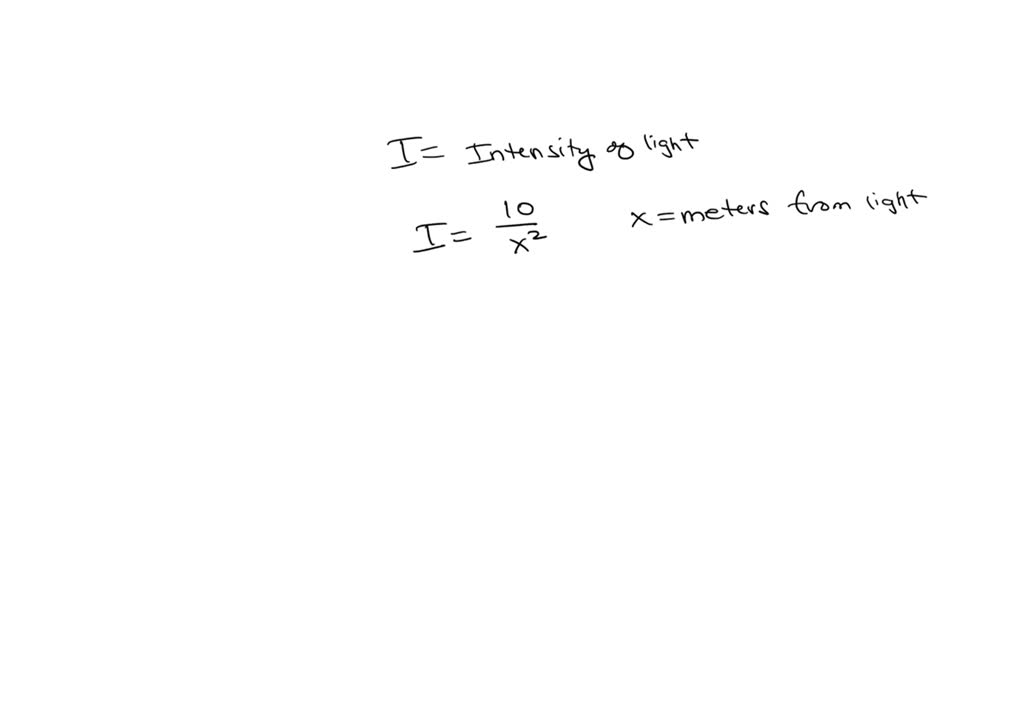 SOLVED: The intensity of light; I, in watts per meter-squared, is ...