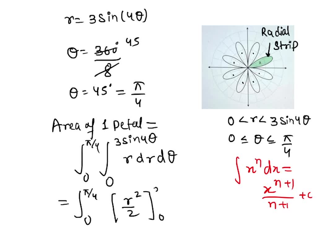 SOLVED: Let R be the region bounded by one petal of the rose curve, r ...