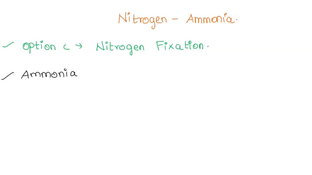 SOLVED: The process of conversion of nitrogen to ammonia by microbes is ...