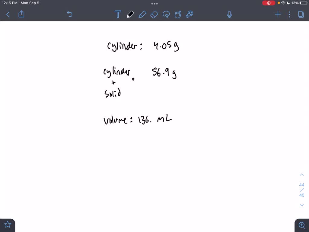 SOLVED: chemistry student must write down in her lab notebook the ...