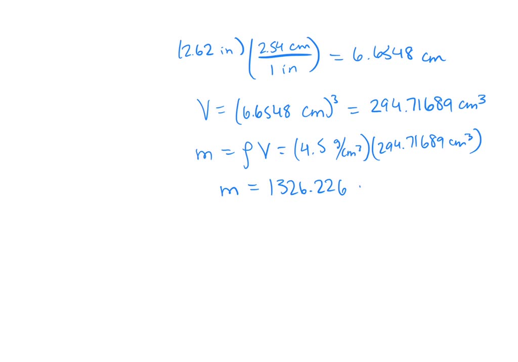 SOLVED: A pure titanium cube has an edge length of 2.62 in, How many ...