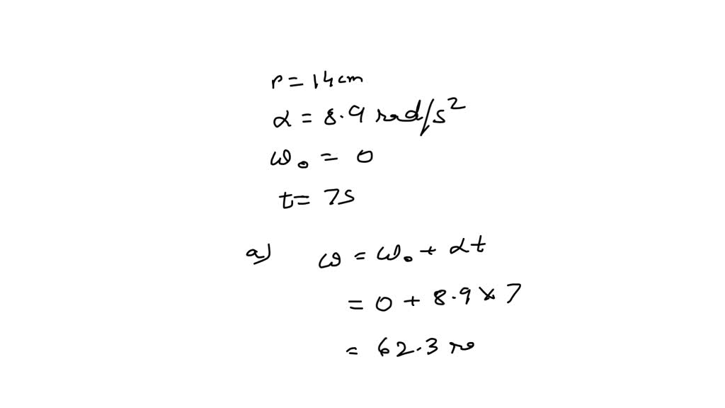 SOLVED: A disk of radius 14 cm, initially at rest, begins rotating about its axis with a ...