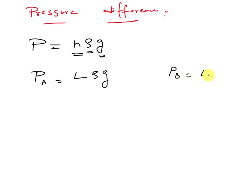 'pressure difference between two points A and B separated by horizontal ...