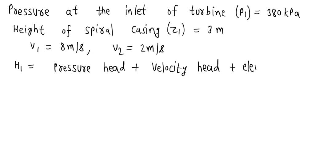 Solved In A Francis Turbine The Pressure Gauge Leading To The Turbine