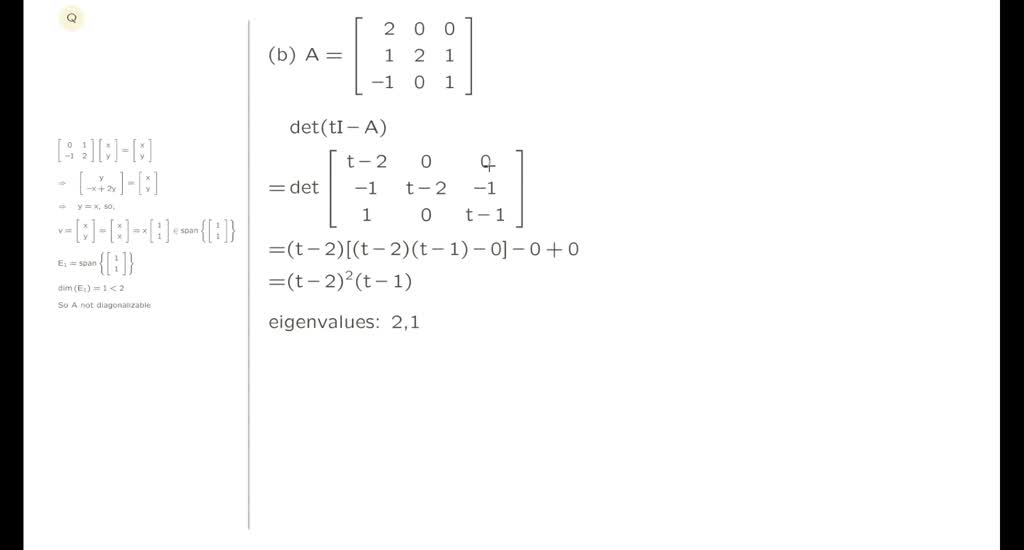 Solved Determine Whether The Given Matrix A Is Diagonalizable If So Find Matrix P That