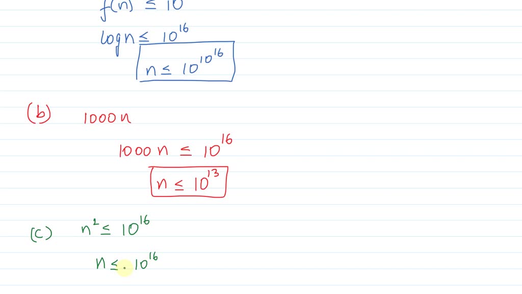 Solved What Is The Largest N For Which One Can Solve Within A Day Using An Algorithm That