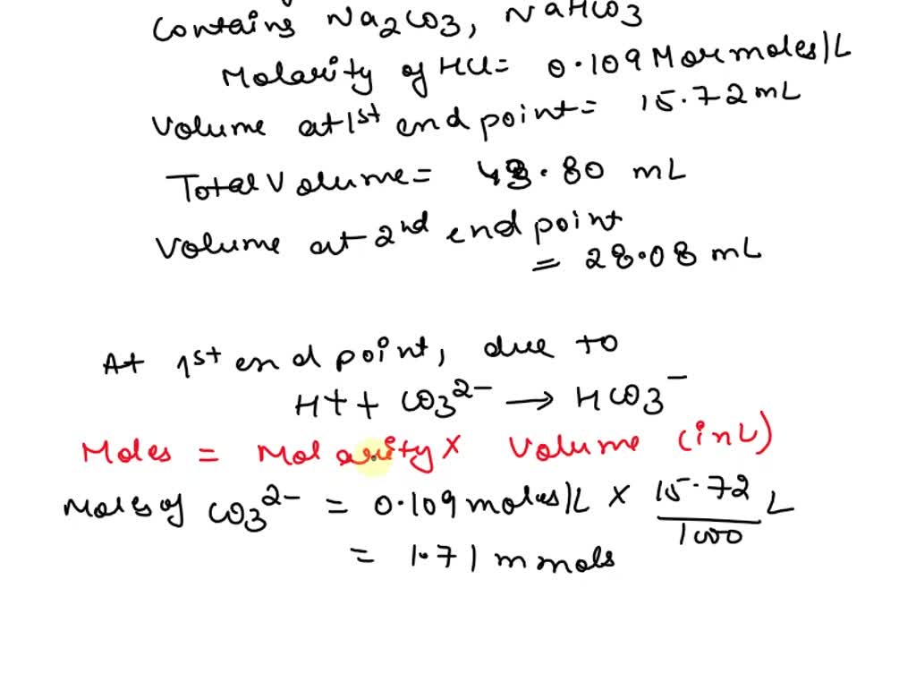 SOLVED: A 0.5274 g sample of a mixture containing Na2CO3, NaHCO3, and inert impurities was ...