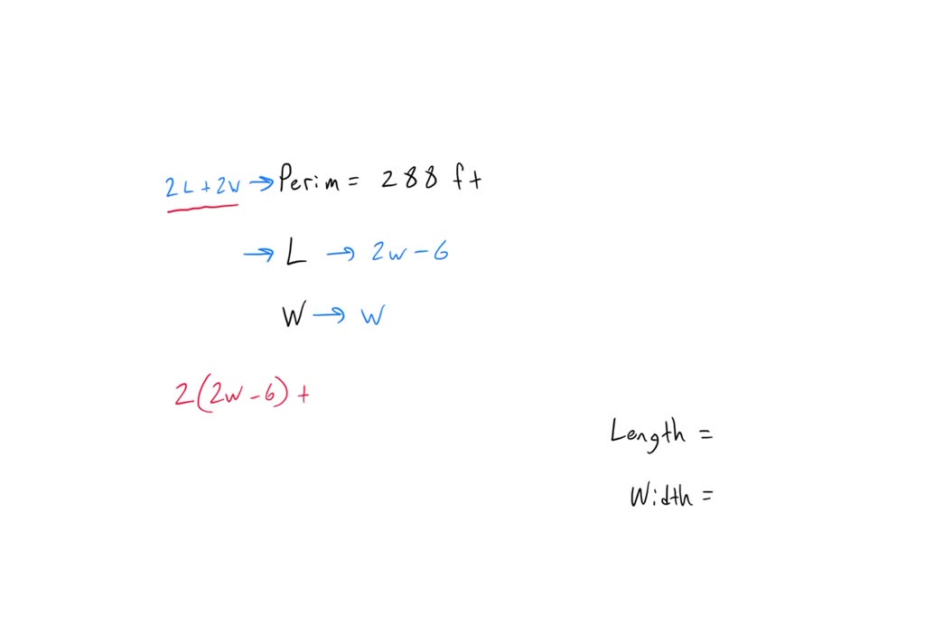 The perimeter of a basketball court is 96 meters and the length is 6 ...