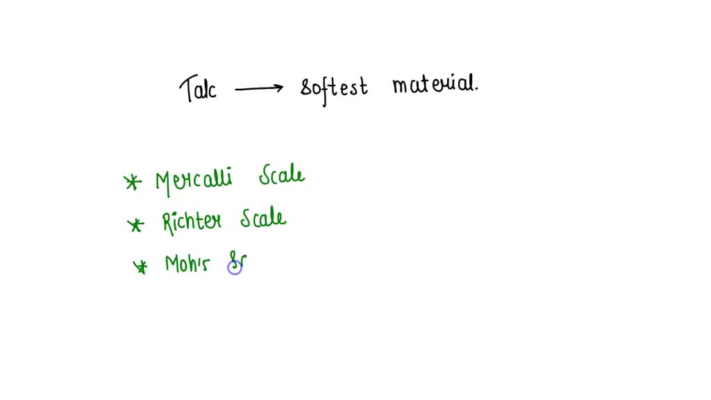 SOLVED: Talc is the softest mineral. The scale used to test hardness of ...