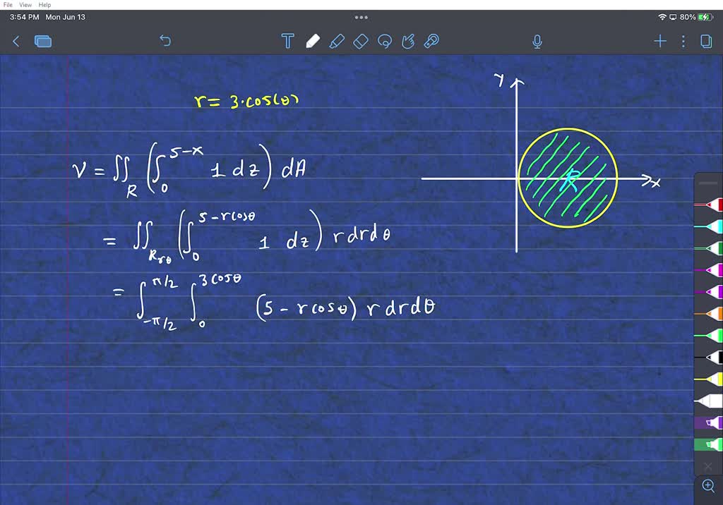 SOLVED: D is the right circular cylinder whose base is the circle r=3 ...