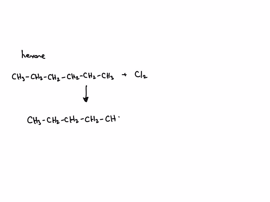 SOLVED: Write the equation showing the formation of a monosubstituted product when hexane reacts ...