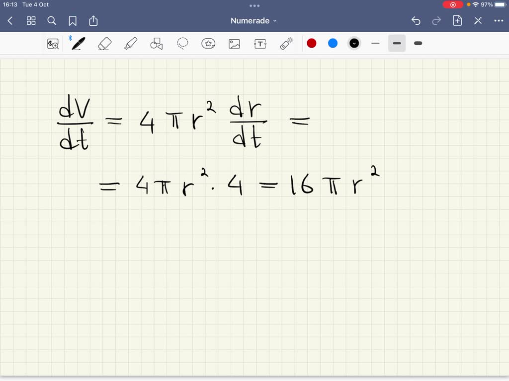 SOLVED: Example 2: The radius of a sphere is increasing at a rate of ...