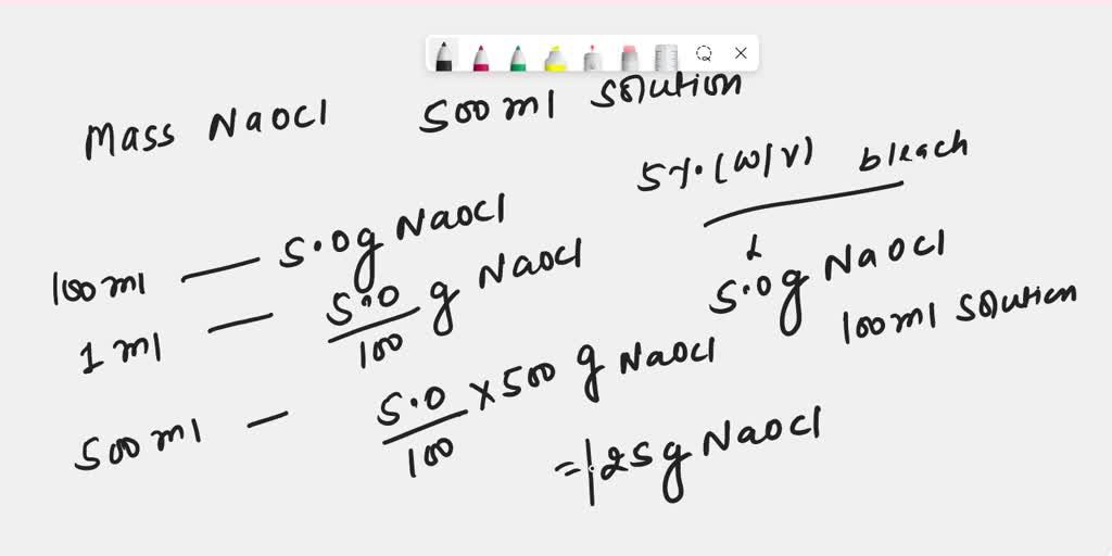 SOLVED: The active component of household bleach is sodium hypochlorite ...