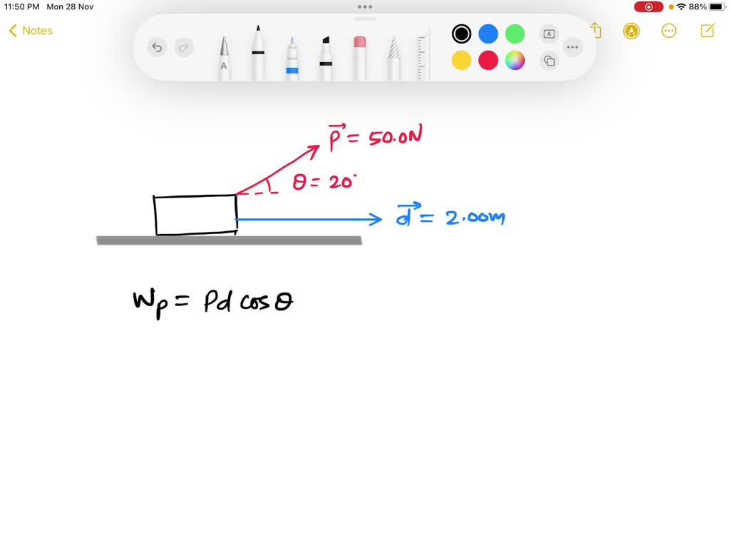 SOLVED: A man cleaning a floor pulls a vacuum cleaner with a force of magnitude 50.0 N at an ...