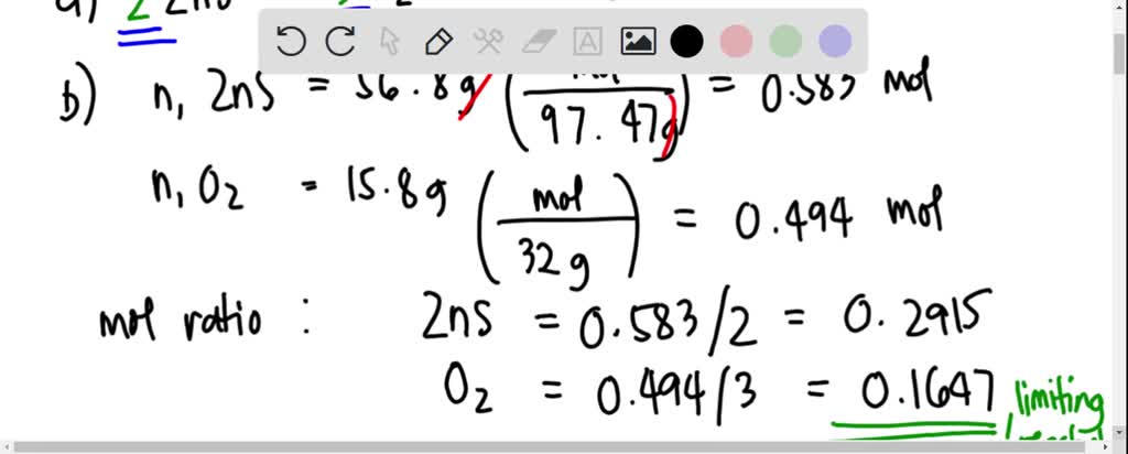 SOLVED: Zinc sulfide reacts with oxygen gas to produce zinc oxide and ...