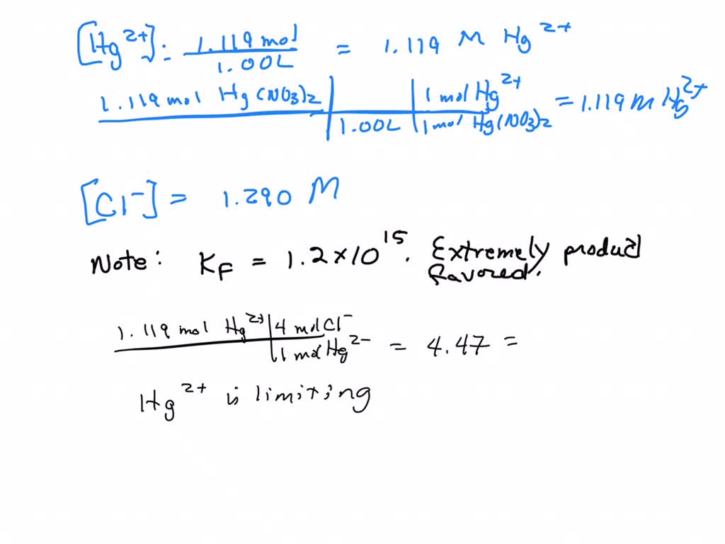 SOLVED: What is the approximate concentration of free Hg2+ ion at ...