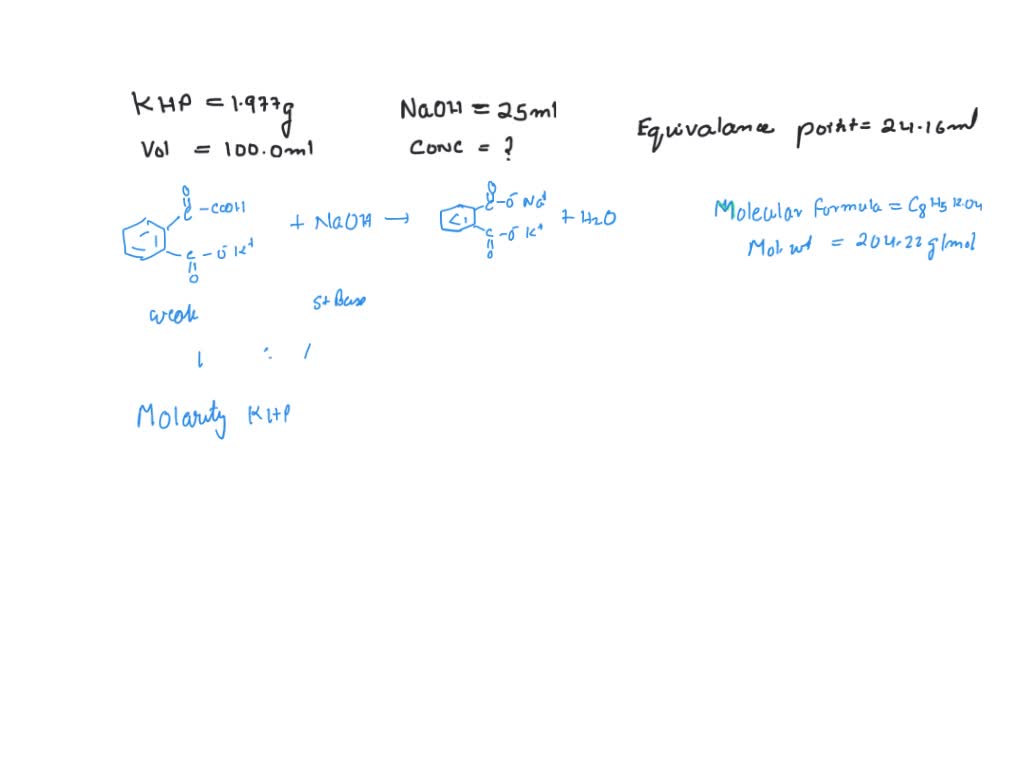 SOLVED: ITERATION #1 Mass KHP: 1.977 g Volume of KHP Solution: 100.0 mL ...