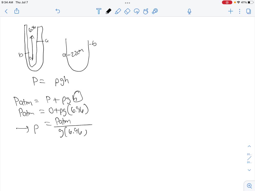 SOLVED: A fluid of unknown density is used in two manometers - one sealed-end, the other across ...