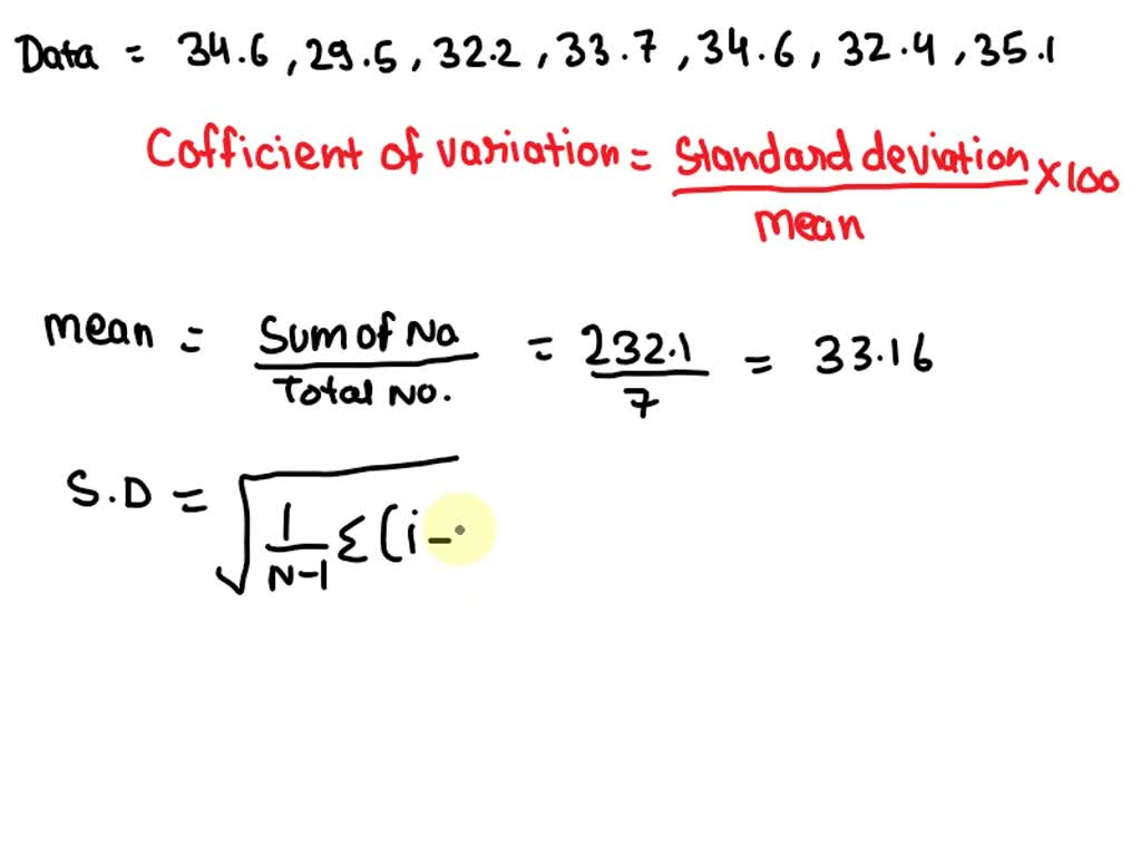 SOLVED: Question 2 (2 points) Calculate the coefficient of variance (in ... SOLVED: Question 2 (2 points) Calculate the coefficient of variance (in ...