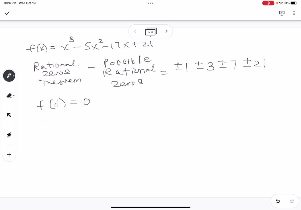 SOLVED: find all the zeros of the polynomial function. use the rational ...