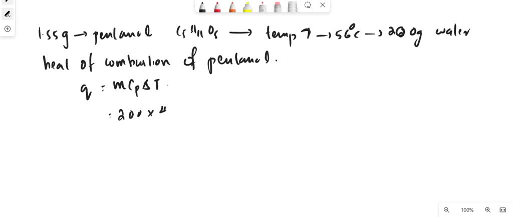 SOLVED: A 1.55 gram sample of pentanol, C5H12OH, is burned and produces ...