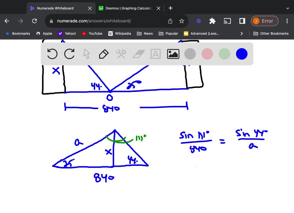 SOLVED: Two building of equal height are 840 feet apart. An observer on ...
