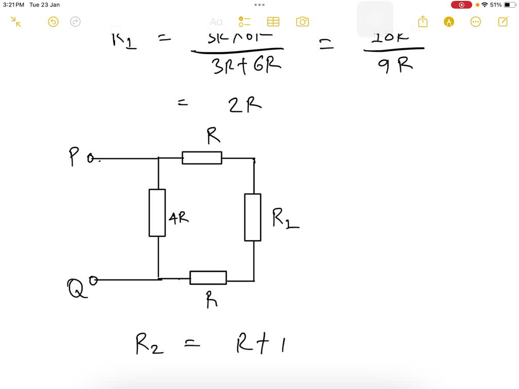 The diagram shows a network of resistors connected between the terminals Pand Q. The resistance ...