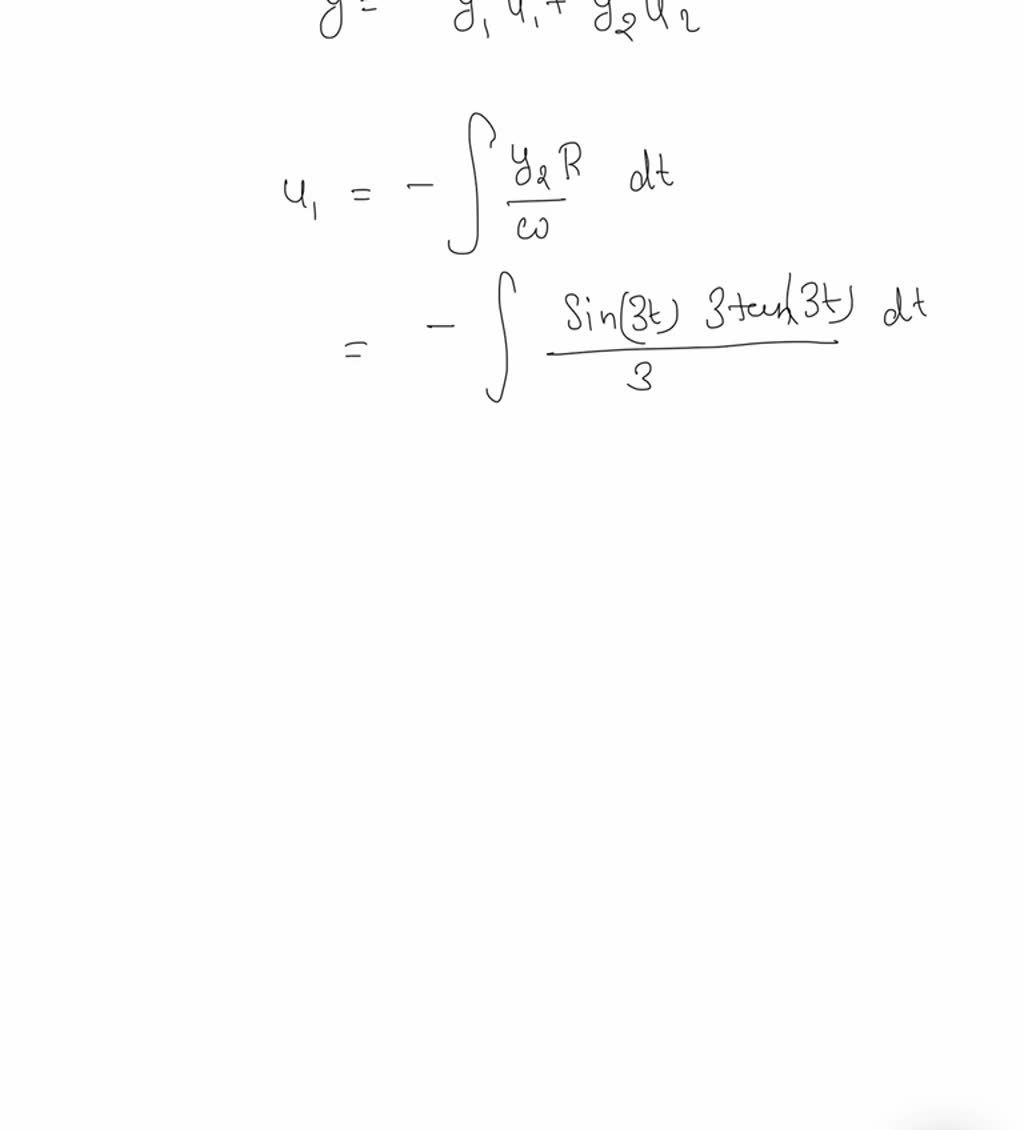 SOLVED: Use the method of variation of parameters to solve y” + 9y = 3tan(3t).