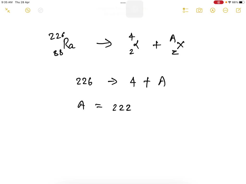SOLVED: Radium 226 decays via alpha particle emission. Write out the ...