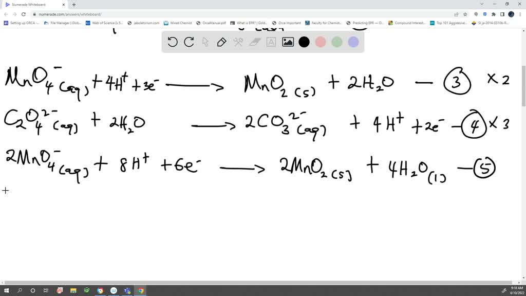 SOLVED: Balance the following equation in basic solution using the ...