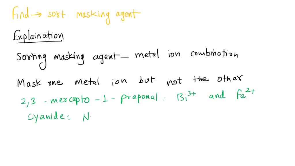 SOLVED: Several common masking agents used in EDTA titrations are ...