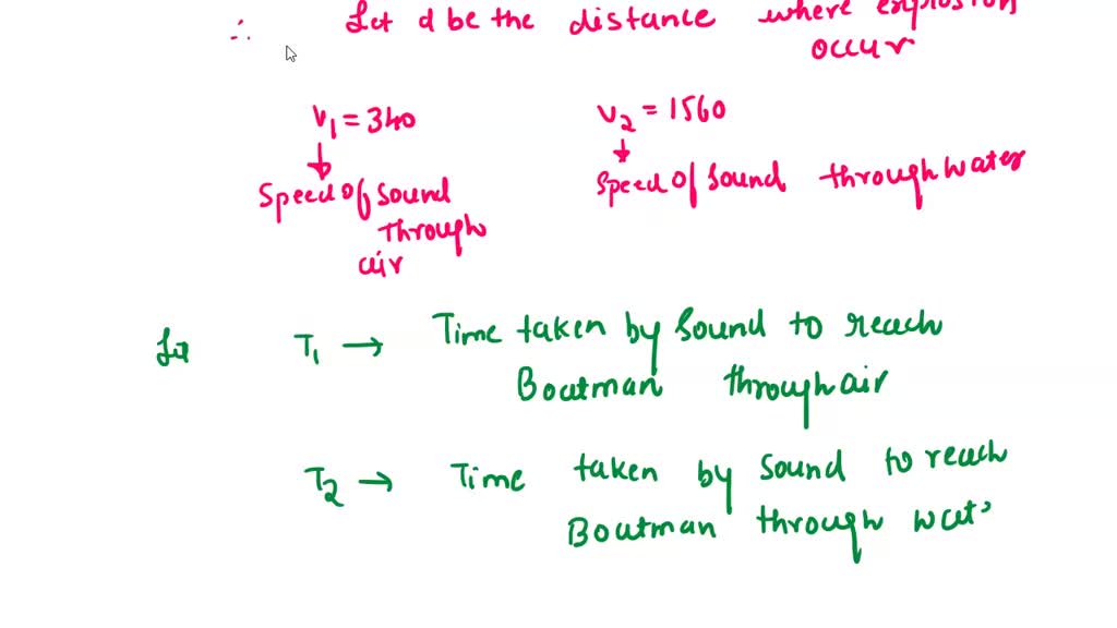SOLVED: A boatman heard two distinct sounds 1.6 sec. apart, from an ...