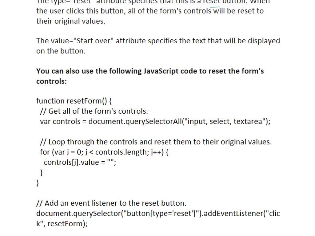 SOLVED: The first section should ask the user to click one of two ...