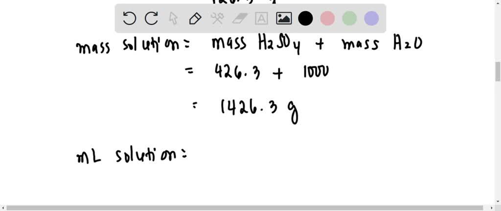 SOLVED: an aqueous solution has a density if 1.23 g/ml and contains 4.35 m H2SO4 by mass ...