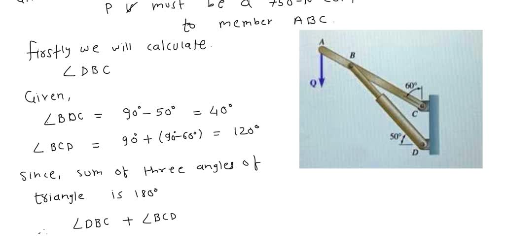 Solved Problem 4 The Hydraulic Cylinder Bd Exerts On Member Abc A