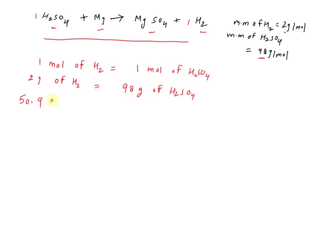 SOLVED: For the balanced equation shown below, how many grams of H2SO4 ...