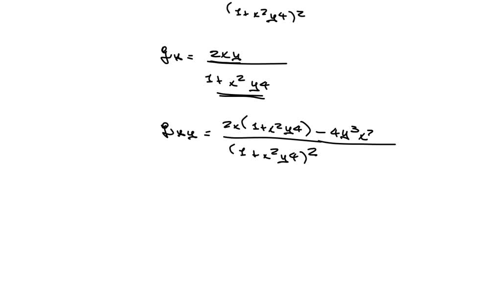 SOLVED: g(x,y) = tan−1(xy^2) find the second order partial derivatives for the function and show ...