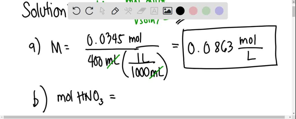SOLVED: (a) Calculate the molarity of a solution that contains 0.0345 mol NH4Cl in exactly 400 ...
