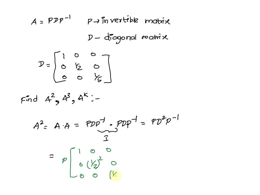 SOLVED: Suppose a 3x3 matrix admits factorization as A= PDP where P is ...