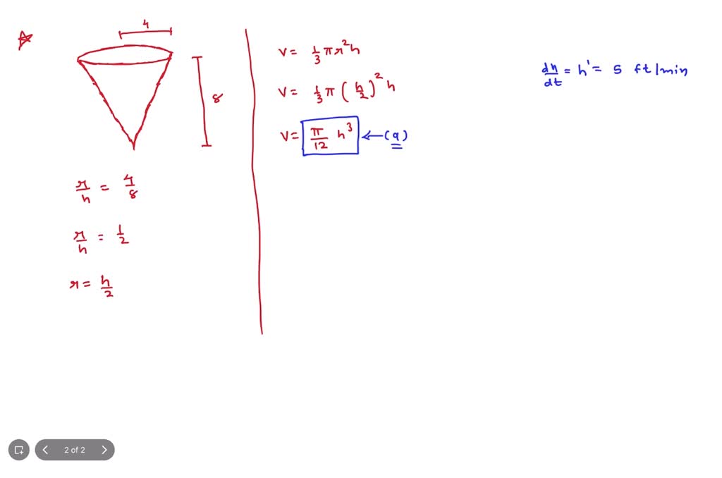 SOLVED: Water drained out of an inverted cone, having the dimensions ...