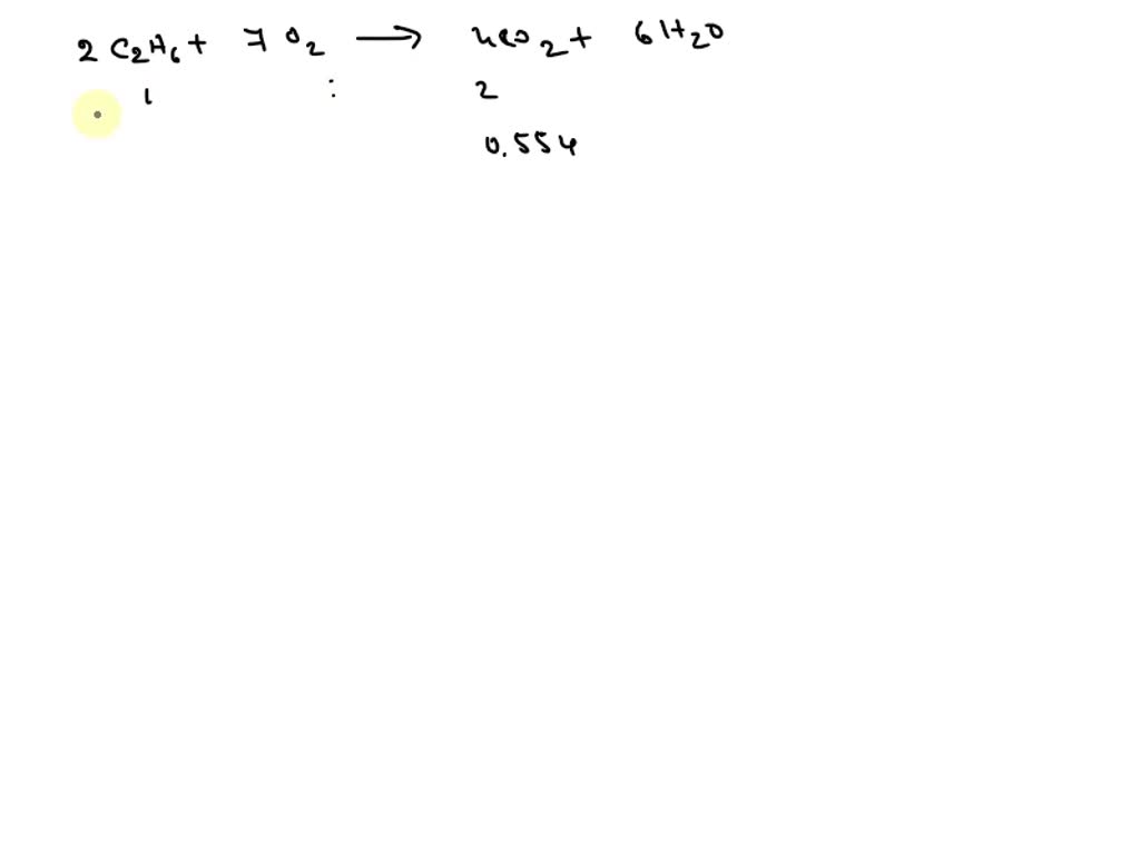 SOLVED: Read the given chemical reaction. C2H6 + O2 → CO2 + H2O How many moles of H2O are ...
