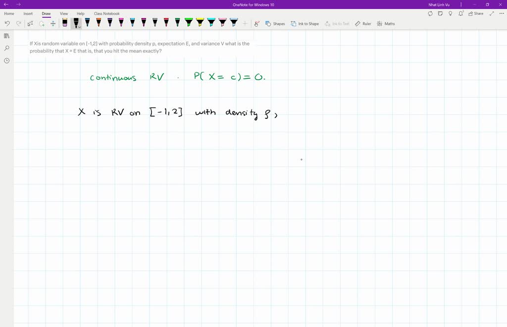 SOLVED: If Xis random variable on [ 1,2] with probability density p, expectation E, and variance ...