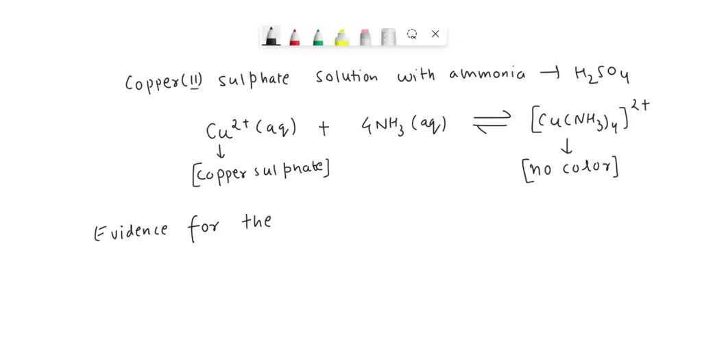 SOLVED: D. Copper(II) Sulfate Solution with Ammonia CuSO4 + NH3 + H2SO4 ...