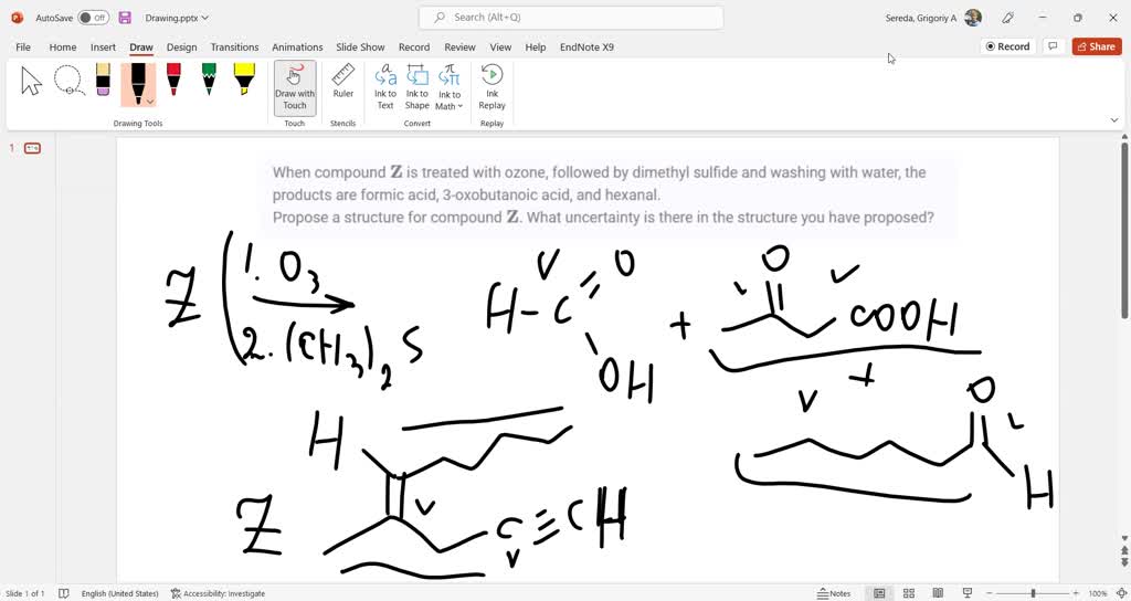 SOLVED: When compound 𝐙 is treated with ozone, followed by dimethyl ...