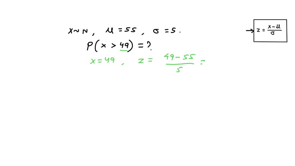 Solved Given A Normal Distribution With μ 55 And σ 5 What Is The