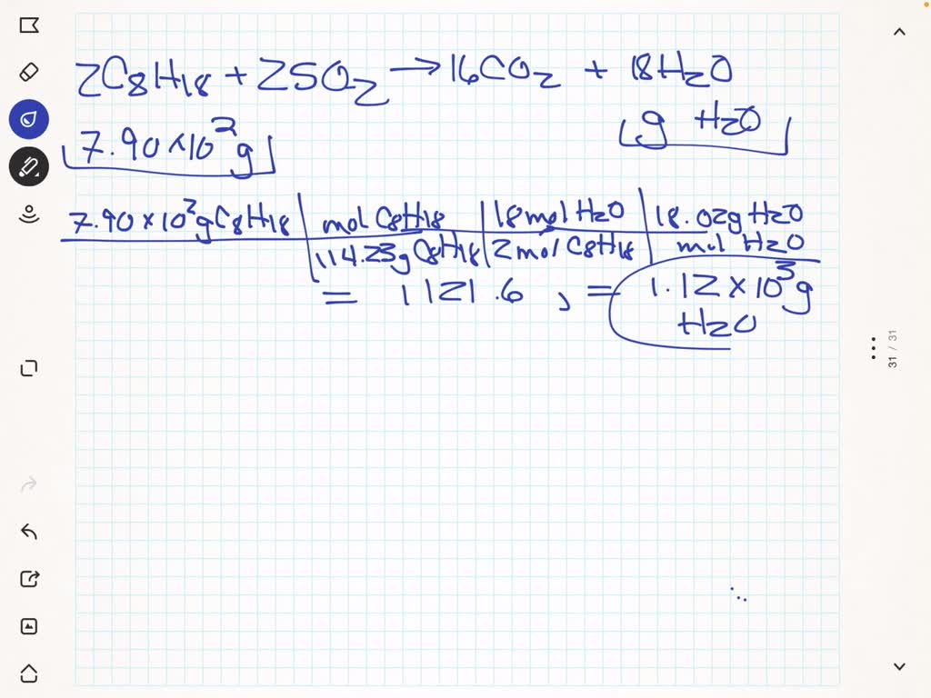 SOLVED: When octane, C8H18, is burned in the presence of excess O2, the ...