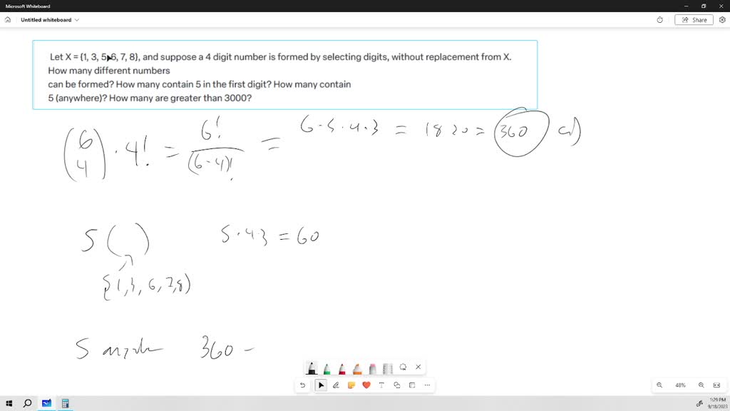 SOLVED: Let X = 1, 3, 5, 6, 7, 8, and suppose a 4 digit number is formed by selecting digits ...